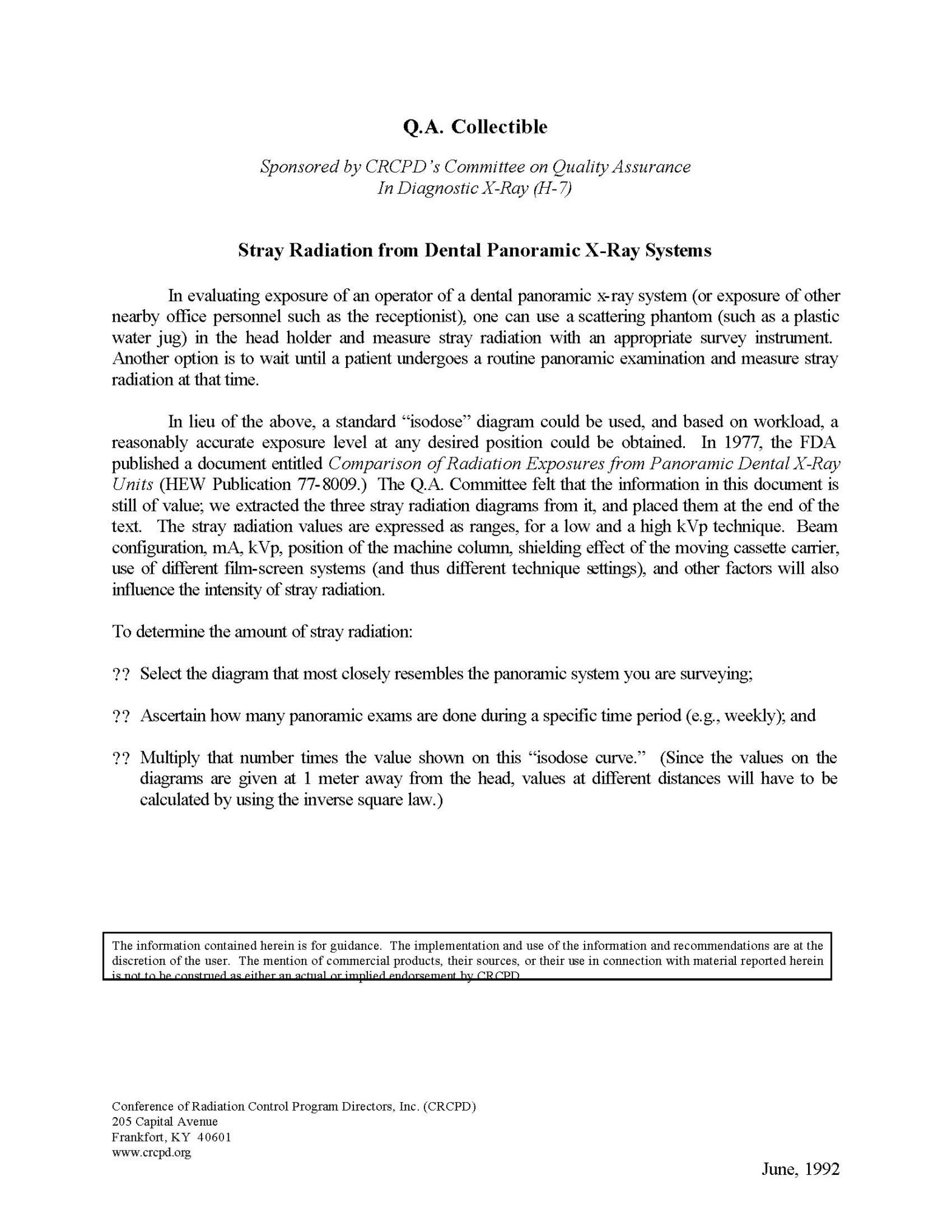 Stray Radiation from Dental Panoramic X-Ray Systems - CRCPD