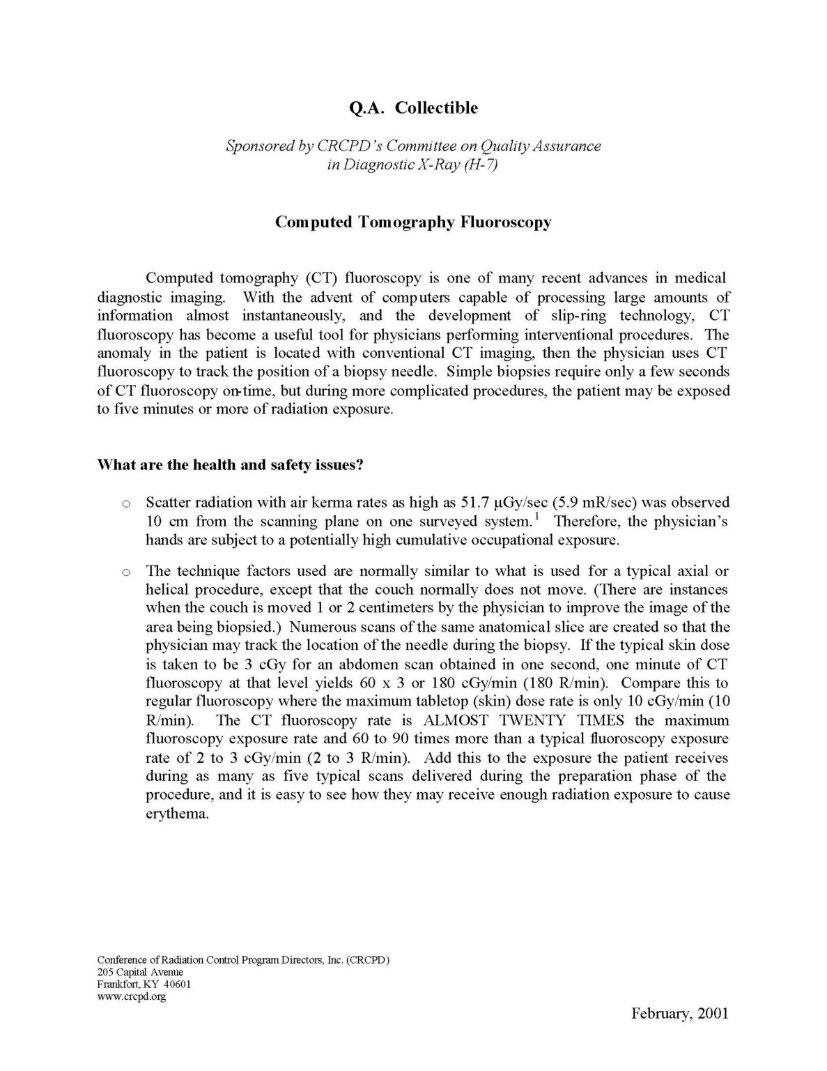 Computed Tomography Fluoroscopy - CRCPD
