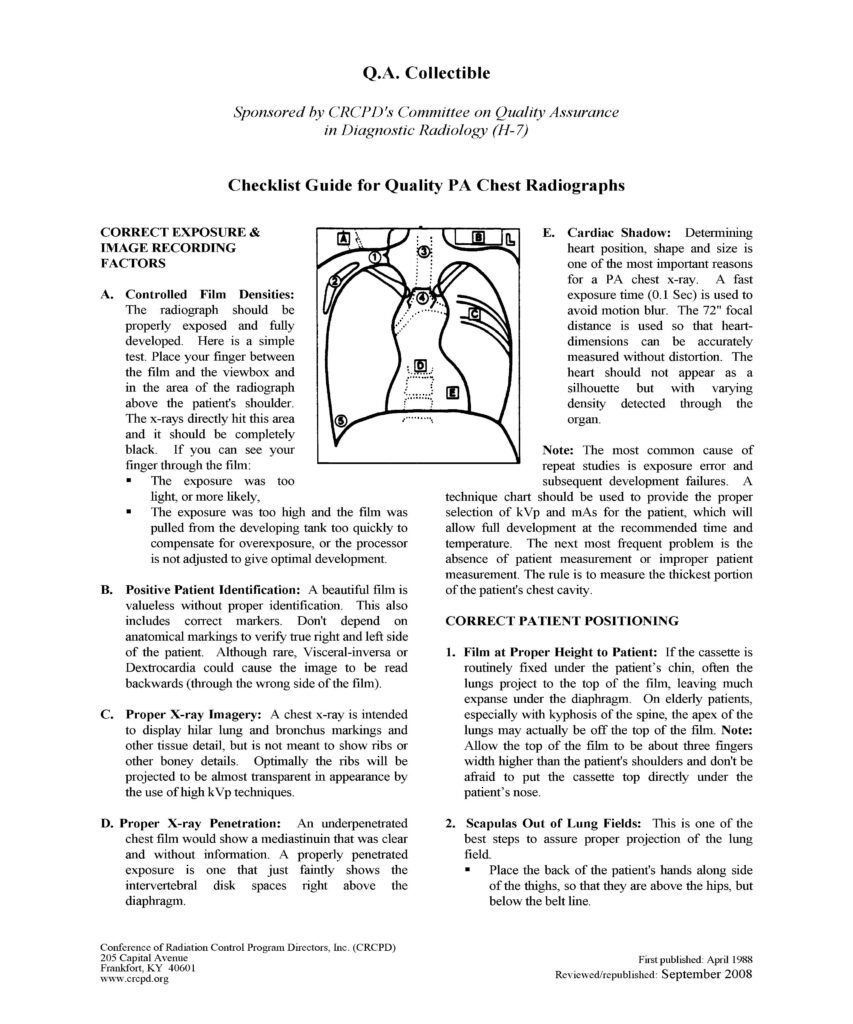 Checklist Guide for Quality PA Chest Radiographs - CRCPD