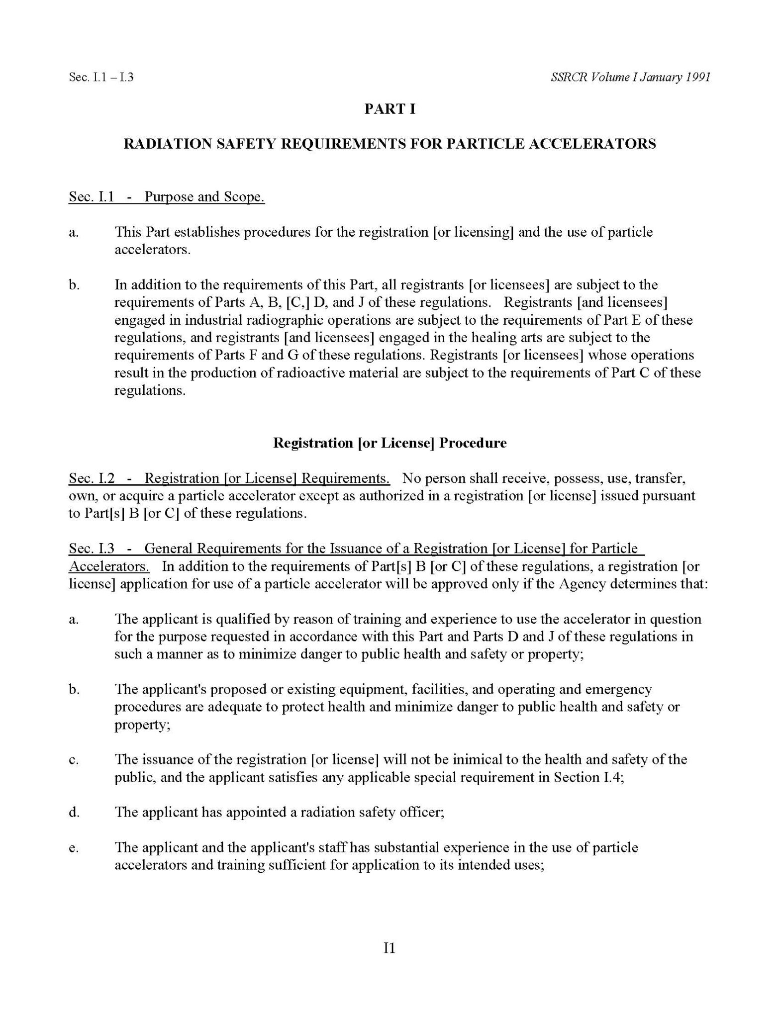 Part I - Radiation Safety Requirements for Particle Accelerators - CRCPD