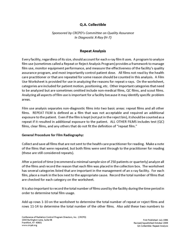 Repeat Analysis - CRCPD